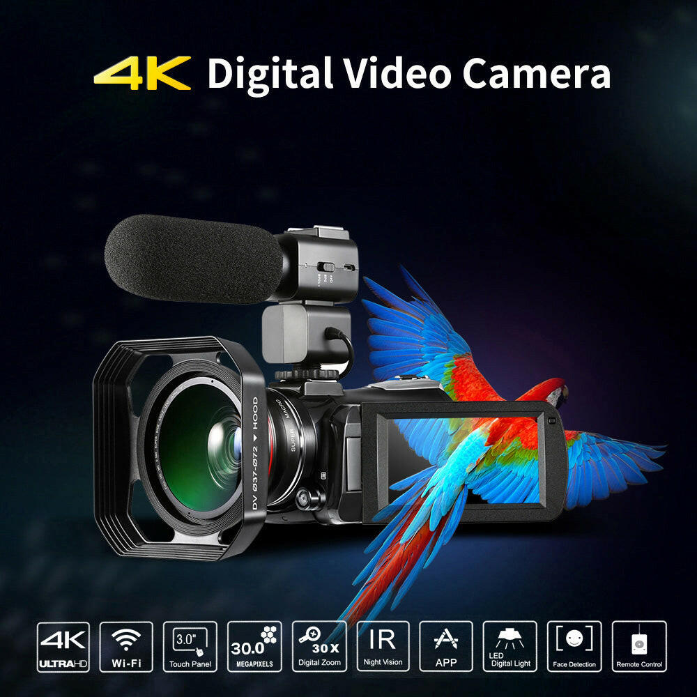 ORDRO AC3 4K WiFi Digital Video Camera Camcorder DV Recorder 30MP 30X