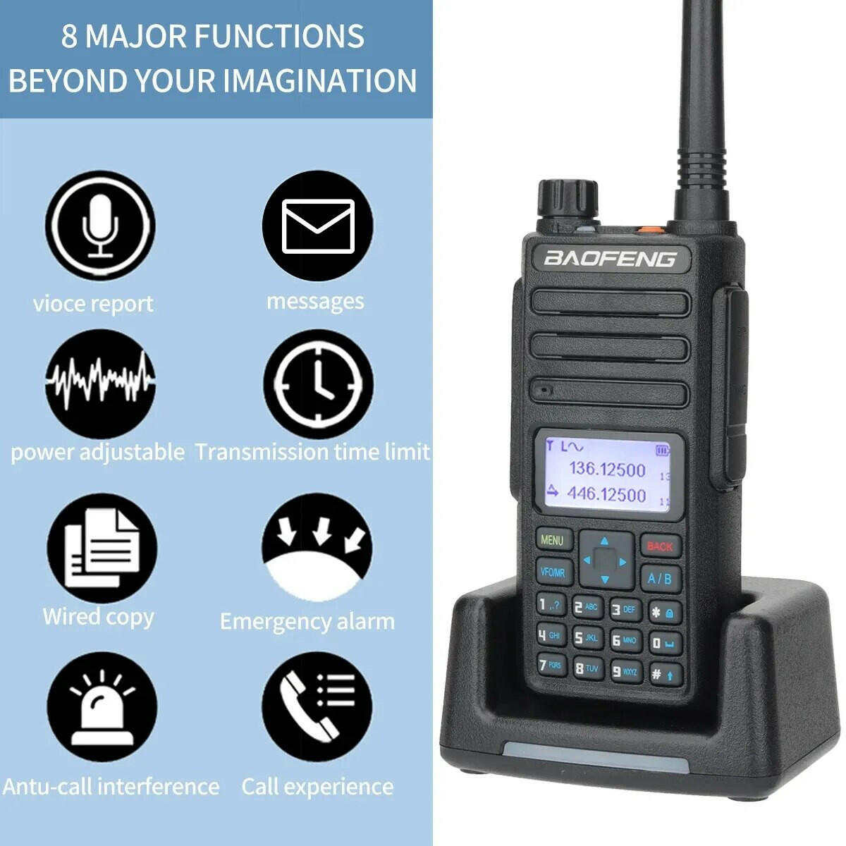 Baofeng DR-1801 Walkie Talkie DMR Two Way Radio Dual Band Tier I Tier