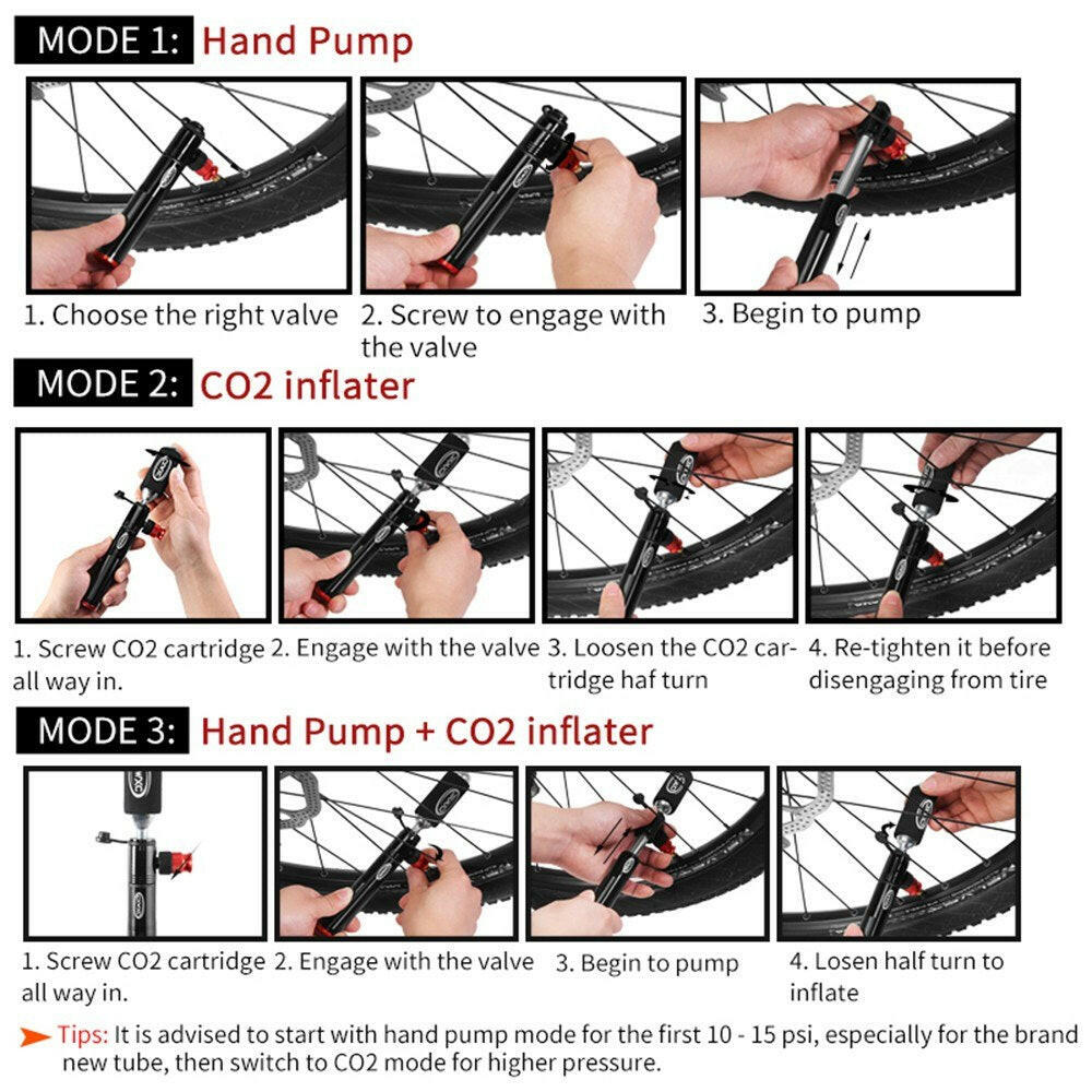 Mini Portable Manual Operation Bike Pump Fit US and French Nozzle Spec