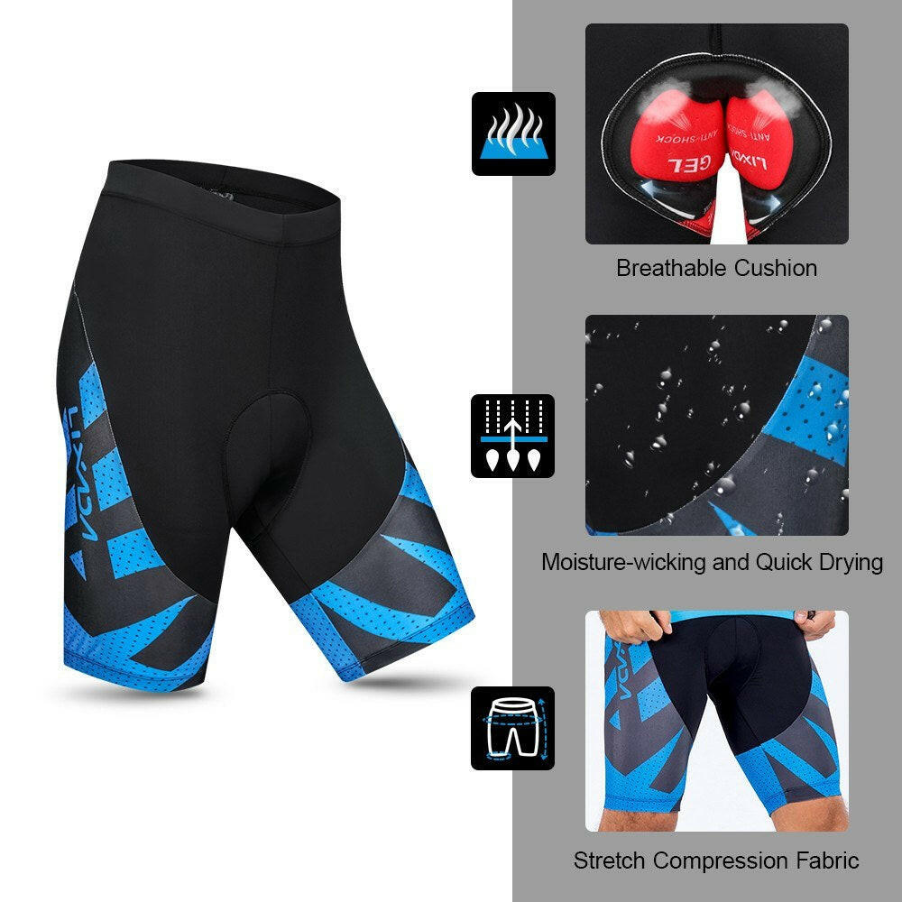 Lixada Men's Cycling Shorts 4D Gel Padded Bicycle Riding Half Pants Bi