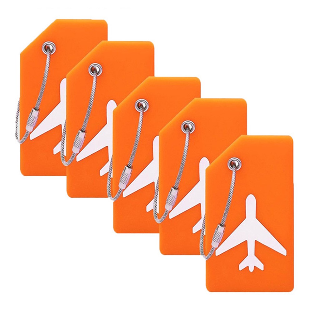 5Pcs Flexible Silicone Luggage Tags Travel ID Card Sleeve Trolley Case
