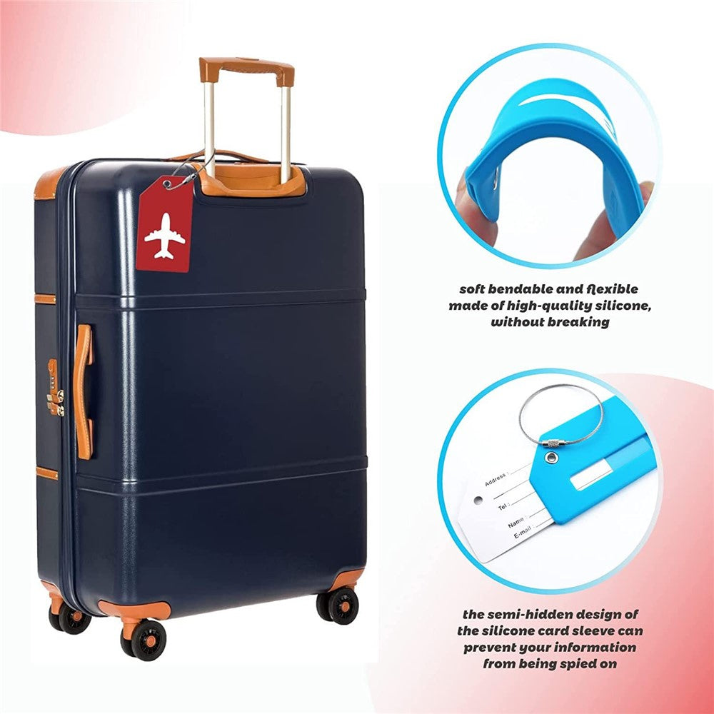 5Pcs Flexible Silicone Luggage Tags Travel ID Card Sleeve Trolley Case