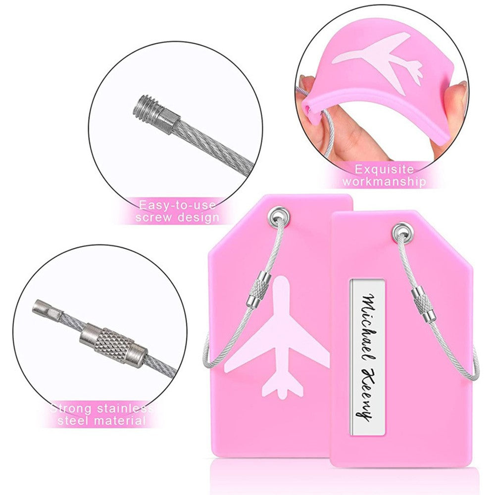 5Pcs Flexible Silicone Luggage Tags Travel ID Card Sleeve Trolley Case