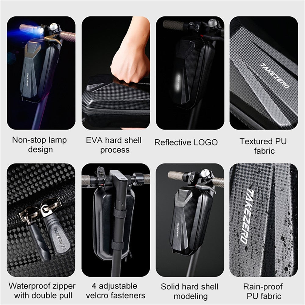 TAKEZERO T08 2L Electric Bike Scooter Front Bag EVA+PU Hard Shell Bicy