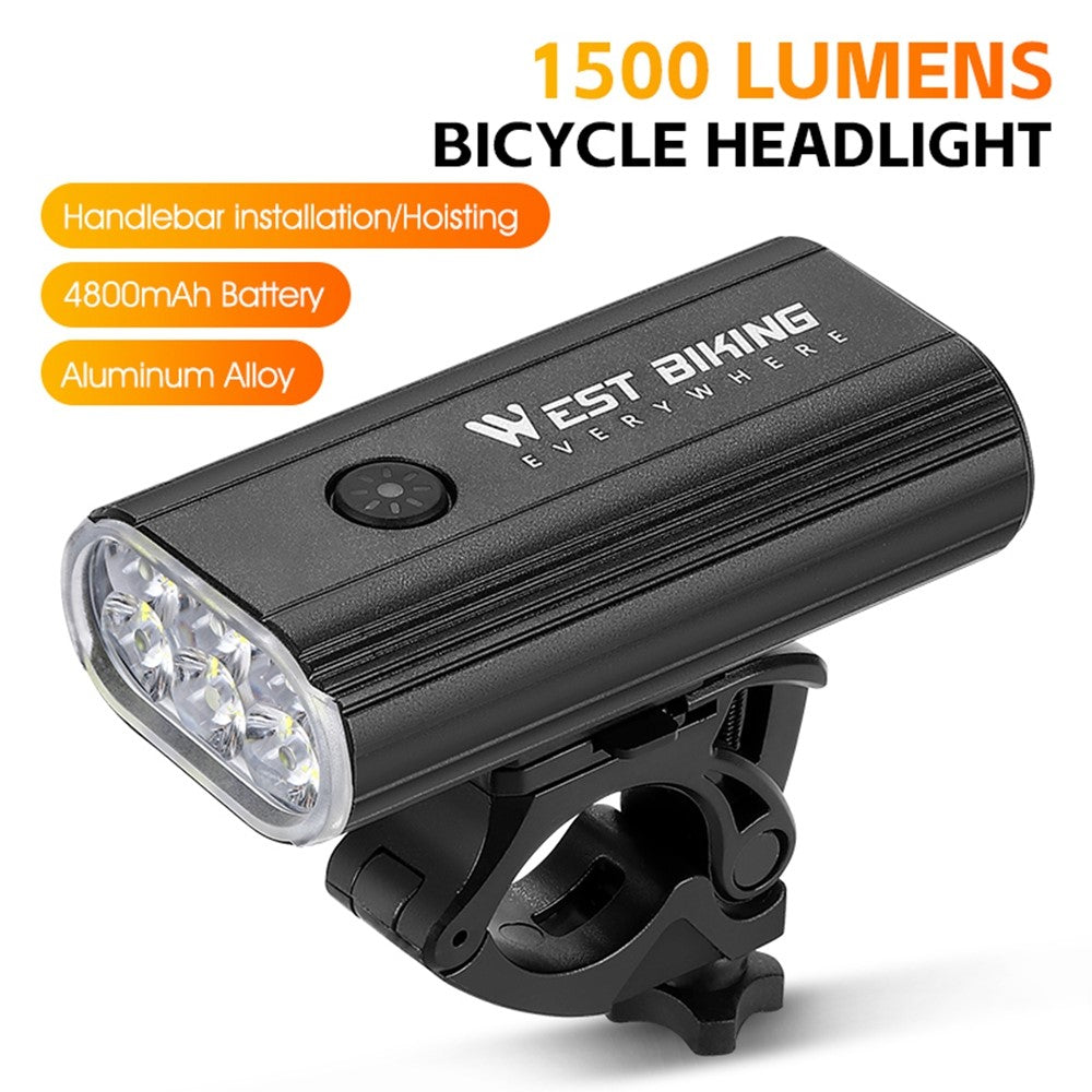 WEST BIKING YP0701417 High Power 1500 Lumen Bike Handlebar Light 5 Mod