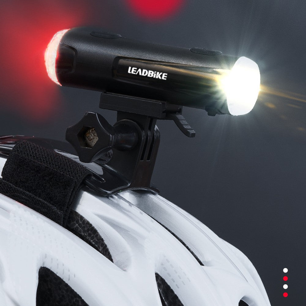 LEADBIKE LD56 Bicycle Helmet Lamp Dual Head Front / Rear Light USB Rec