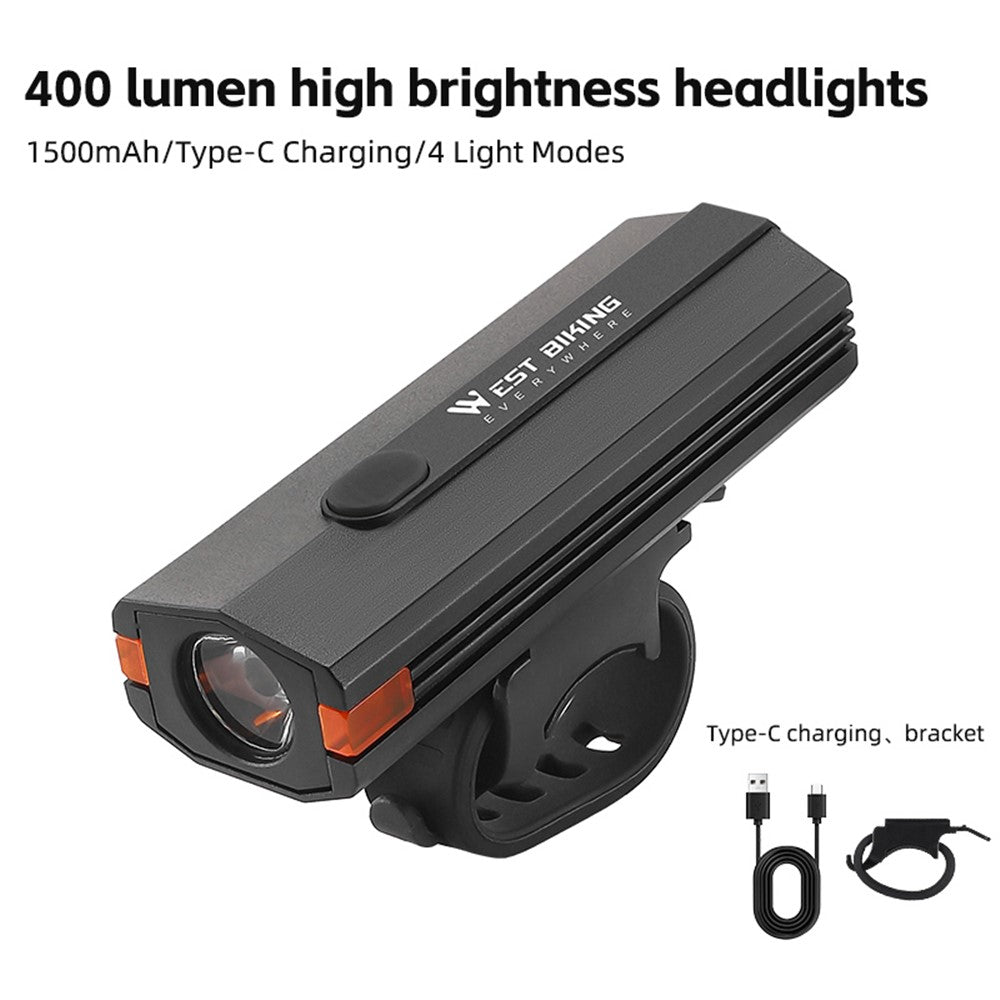 WEST BIKING YP0701407 Plastic Bicycle Headlight 400LM Night Cycling To
