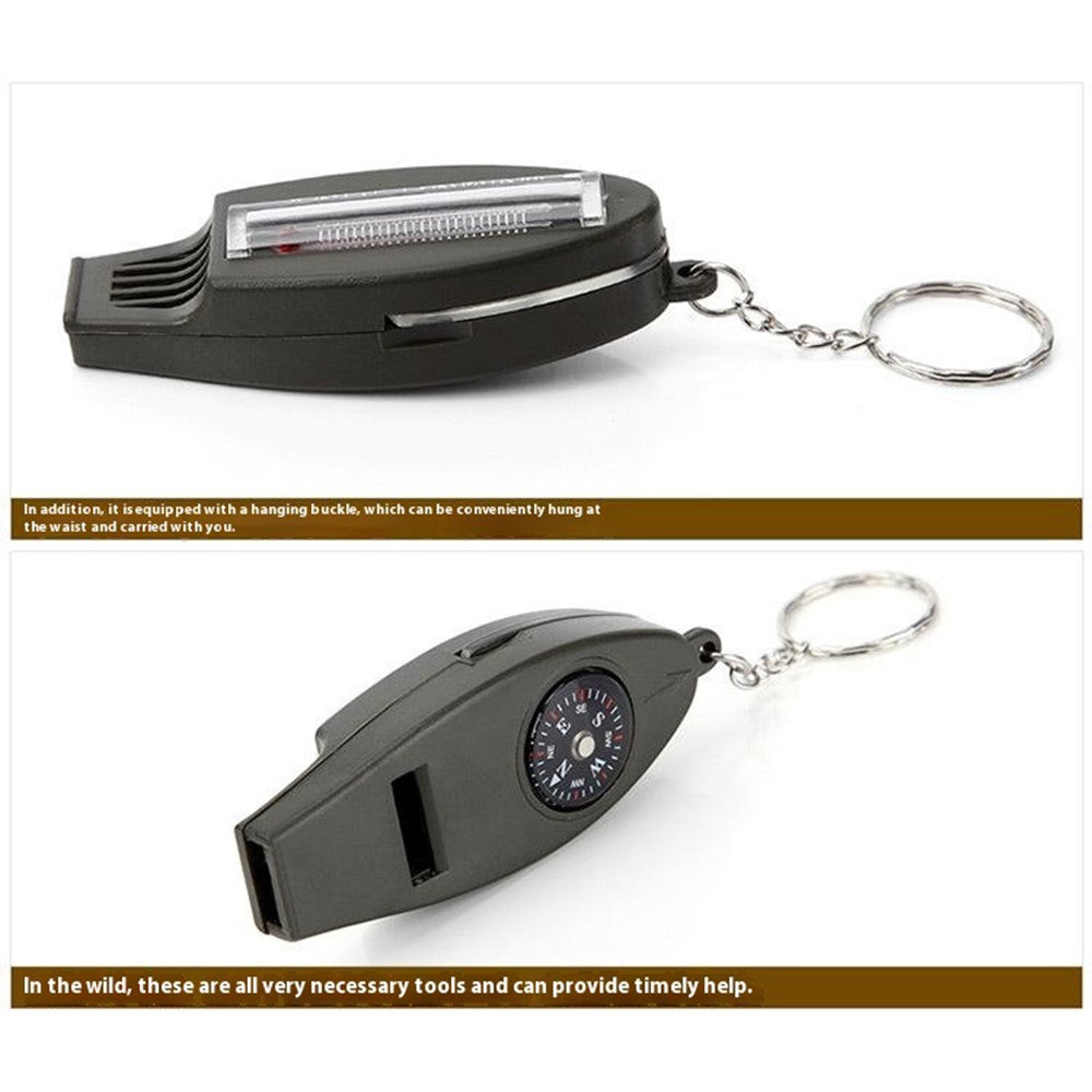 AOTU Multifunction 4 In 1 Survival Tool Whistle Compass Glass Magnifie