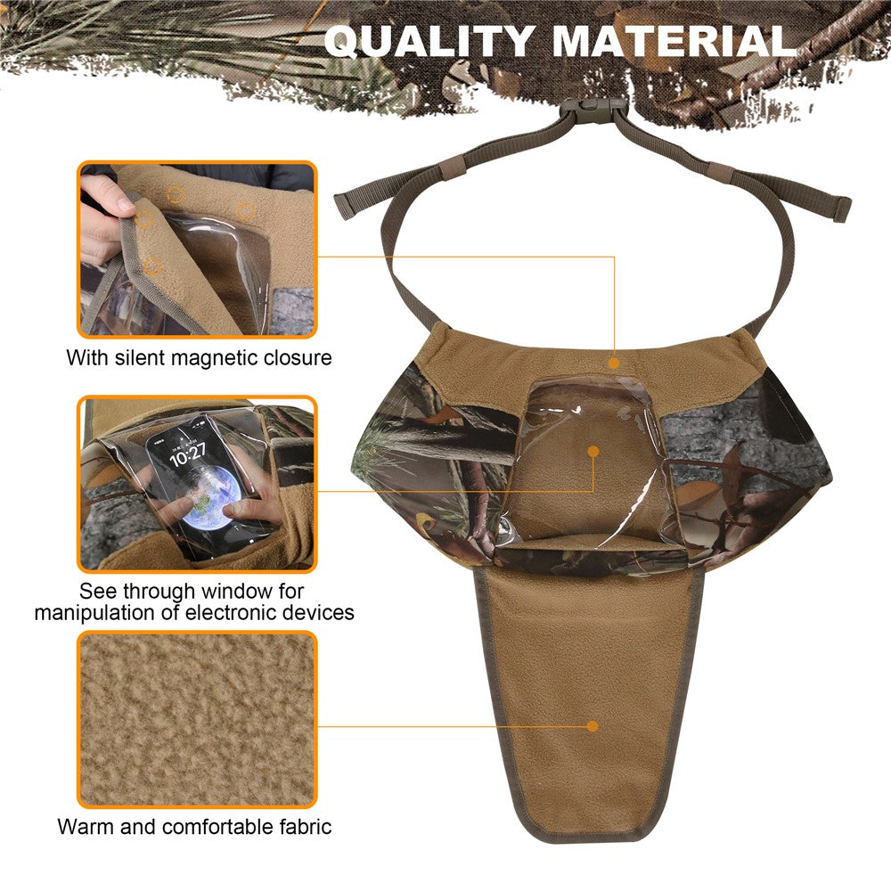 850908 47x27cm Camouflage Hand Muff with Clear Window for Winter Hunti