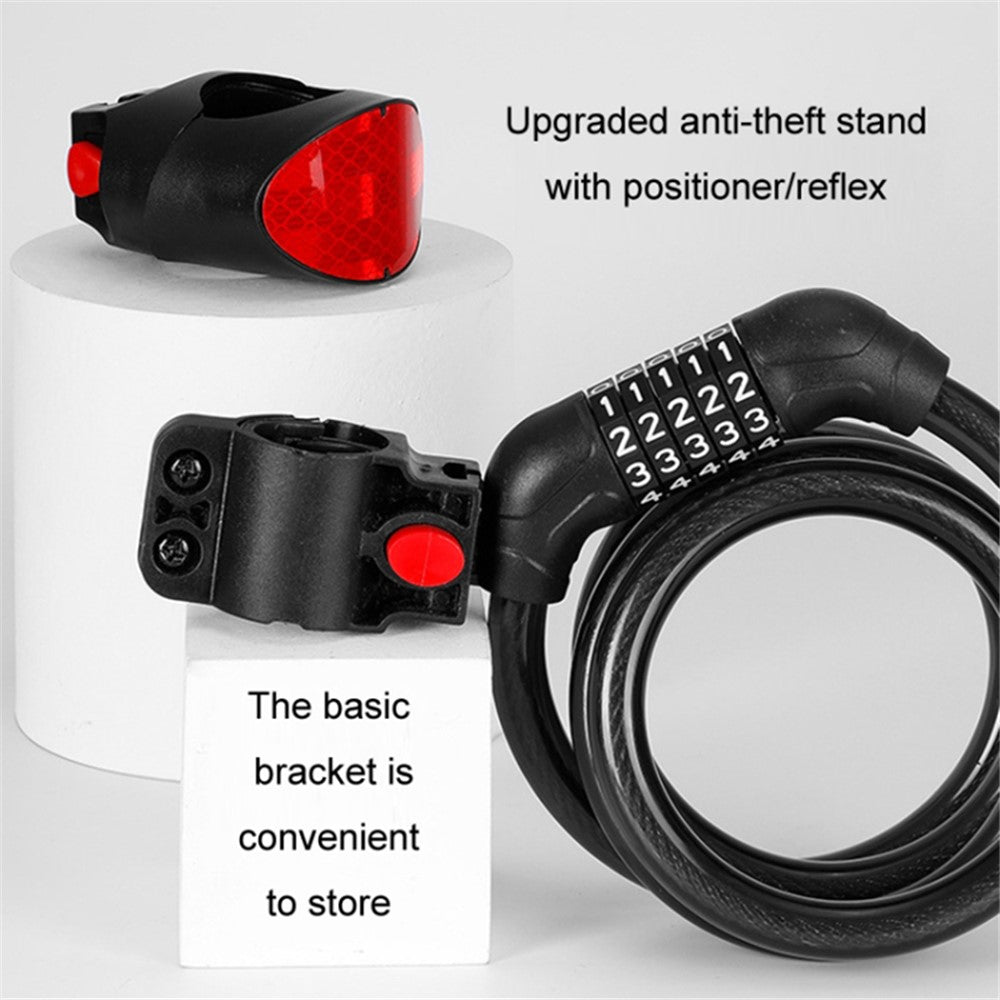 1.1m Steel Wire 5 Digit Password Key Lock MTB Bike Scooter Anti-theft