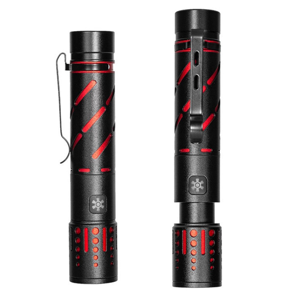 XQ-S50 Mini Laser Flashlight Zoomable LED Pen Clip Emergency Repair To