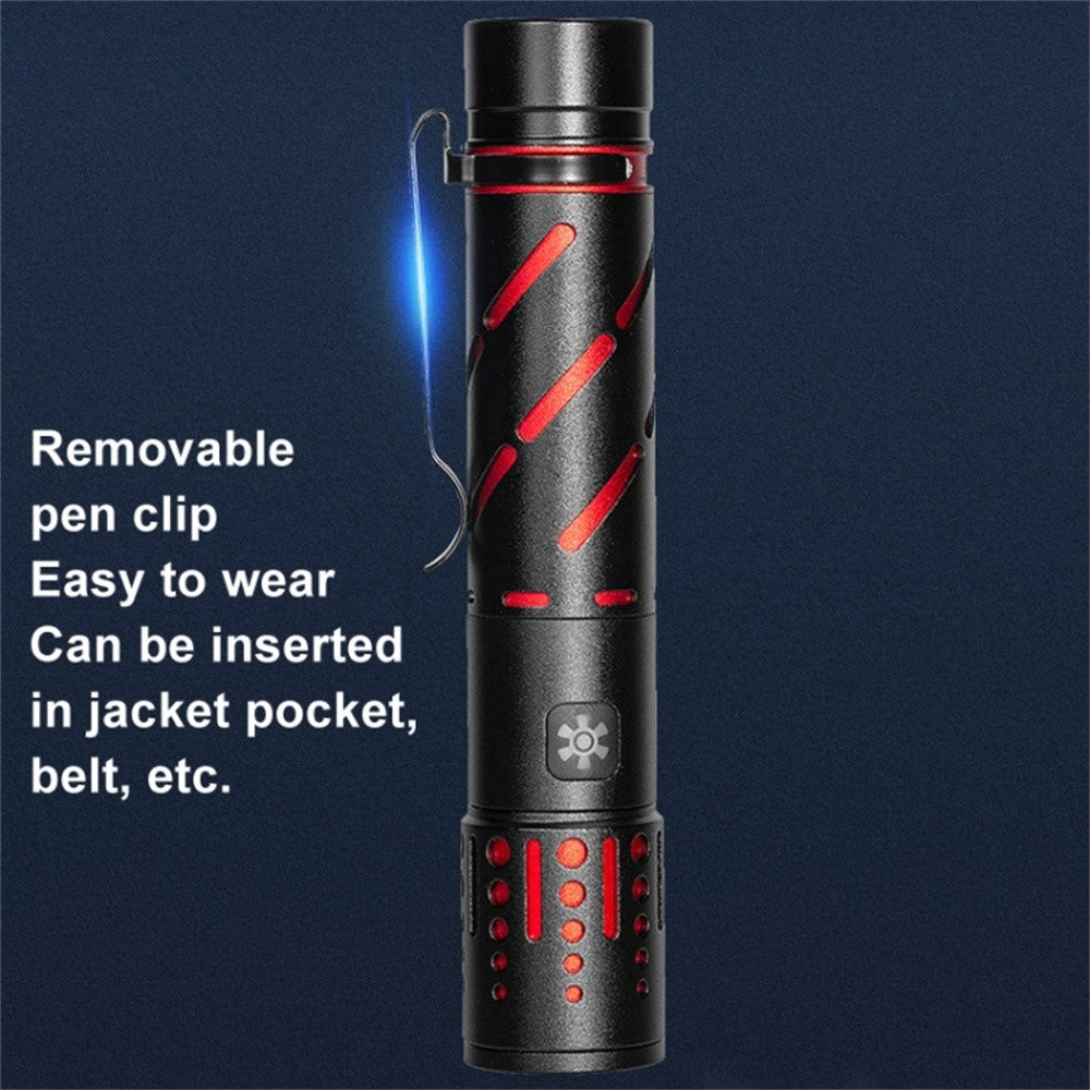 XQ-S50 Mini Laser Flashlight Zoomable LED Pen Clip Emergency Repair To