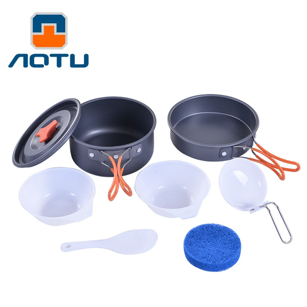 AOTU WH200 7PCS/Pack Outdoor Camping Picnic Cooking Set with Pots and