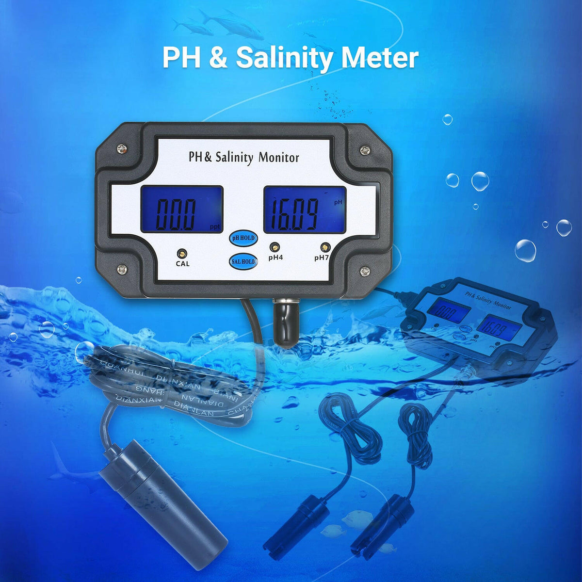 PH/Salinity Meter Water Quality Tester Detector PH & Salinity Monitor