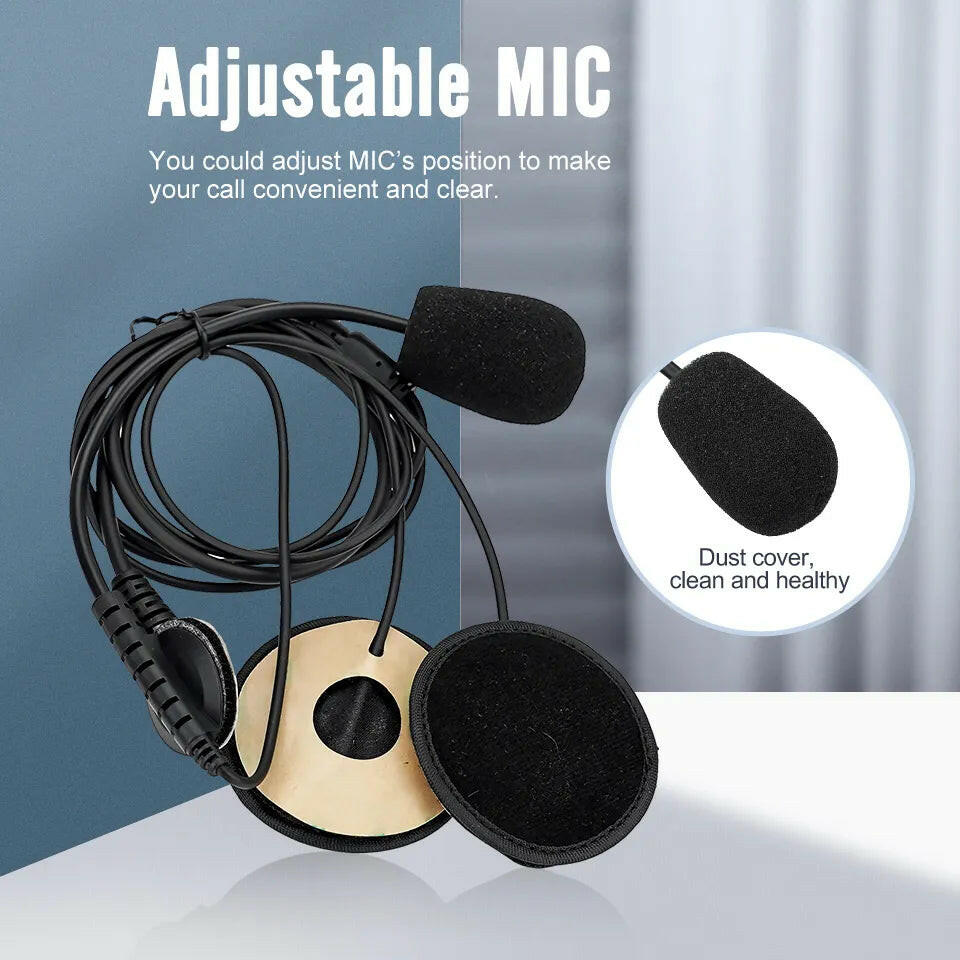 Motorcycle Helmet Headset 2Pin Finger PTT Dual Speakers Walkie Talkie