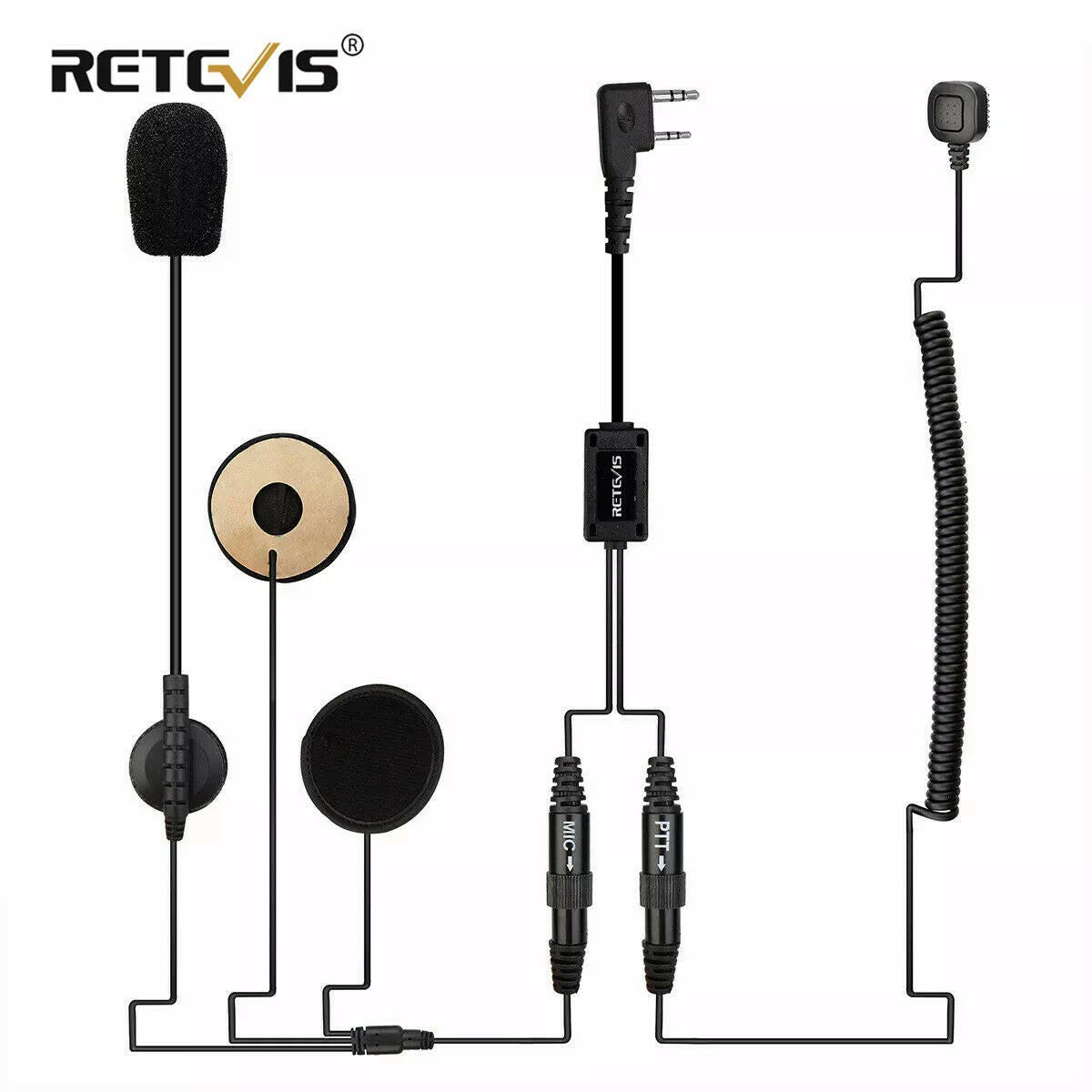 Motorcycle Helmet Headset 2Pin Finger PTT Dual Speakers Walkie Talkie