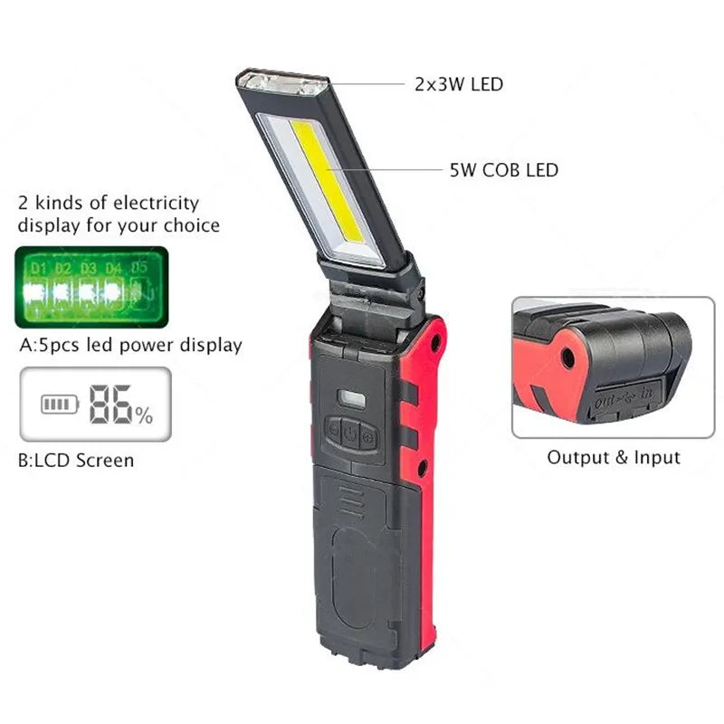 Upgrared Managetic Rechargeable LED COB Work Light for Car Repair USB