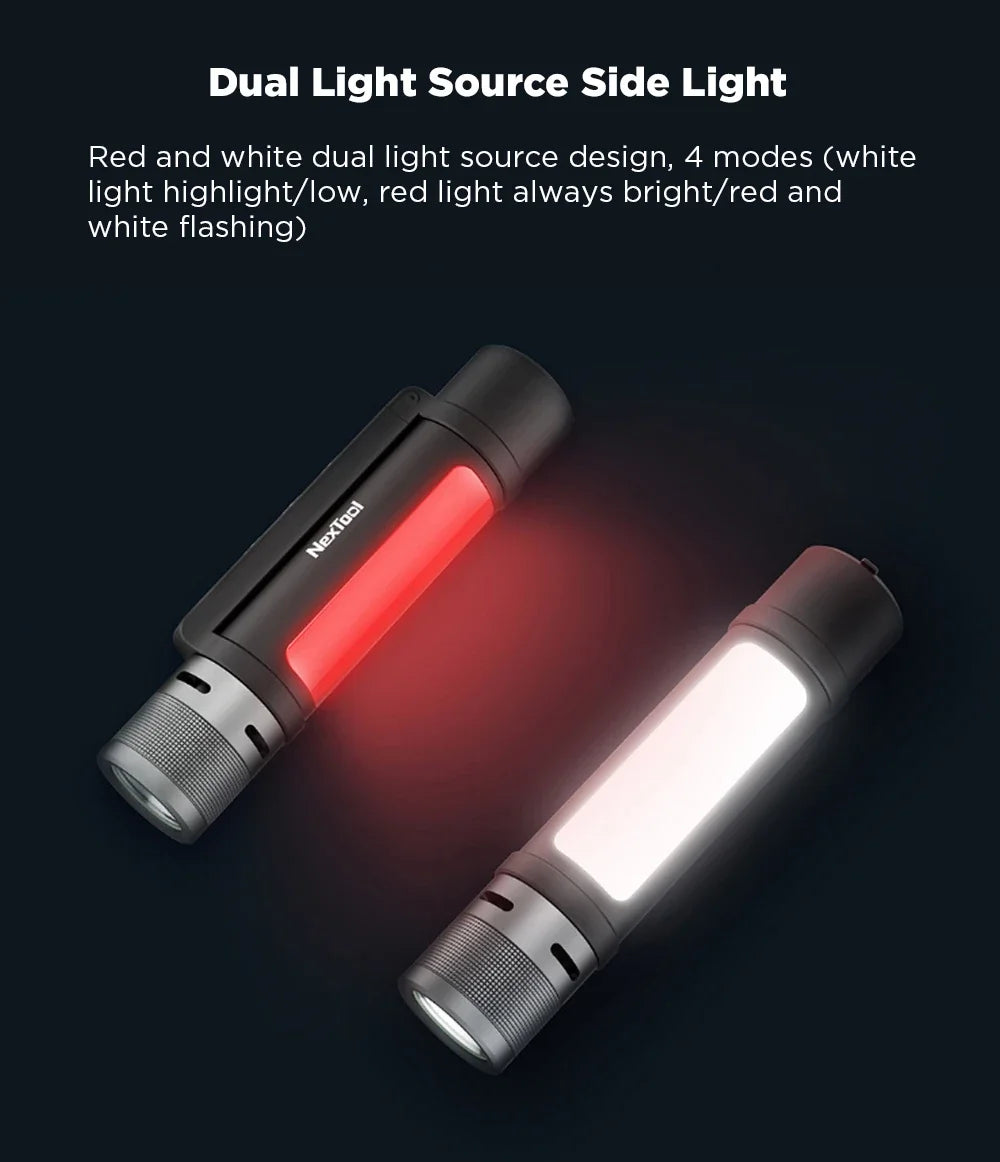 NexTool 6 In 1 Zoomable Flashlight 1000LM 3 Mode Dual Light Source 260