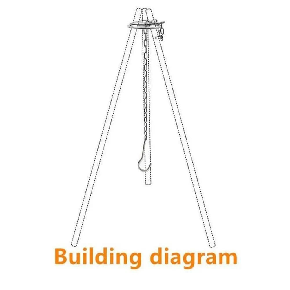 1pc Camping Hanging Tripod W/ Bag Pot Rack Hanger BBQ Steel Rack Multi