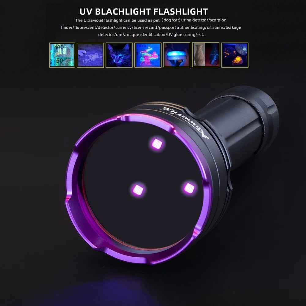3 Led 30W 365nm/395nm UV flashlight High power Ultraviolet Curing Scor