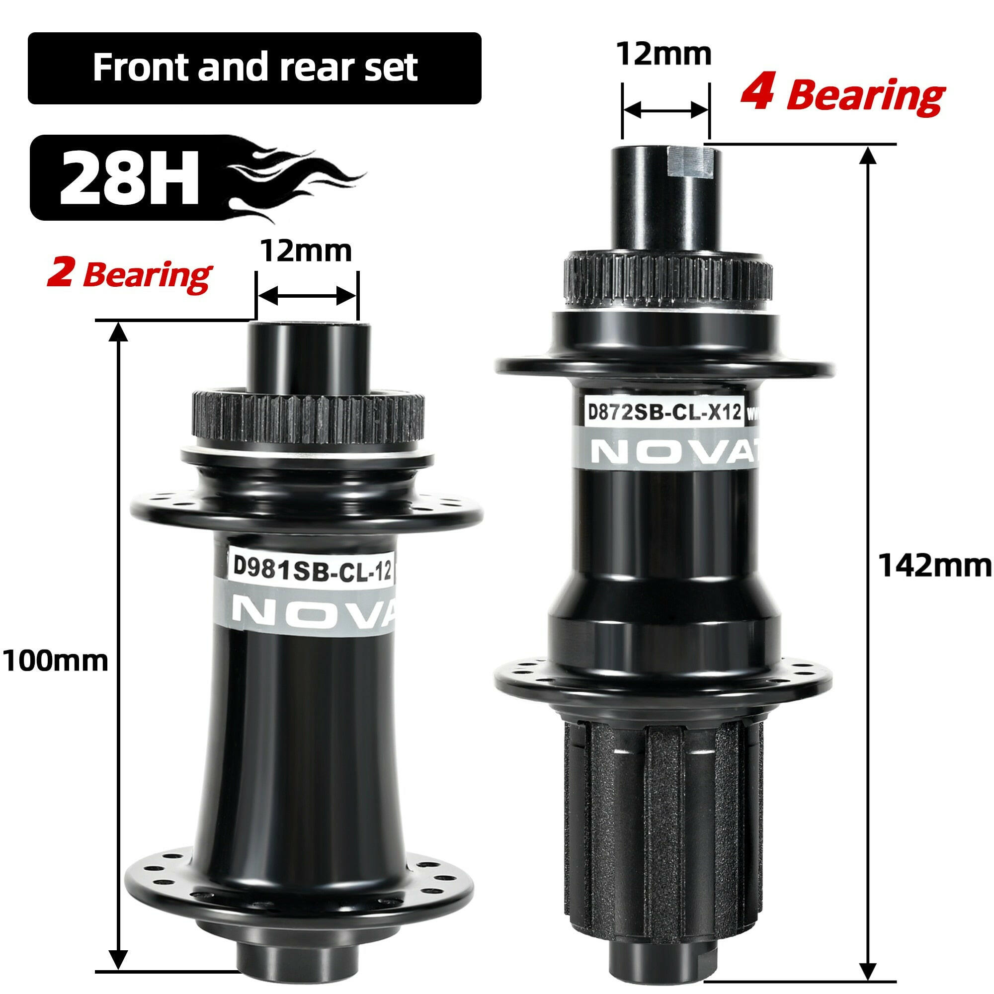 Novatec MTB/Road Bike Hubs D981SB/D872SB Bike Hub Center Lock Disc Bra