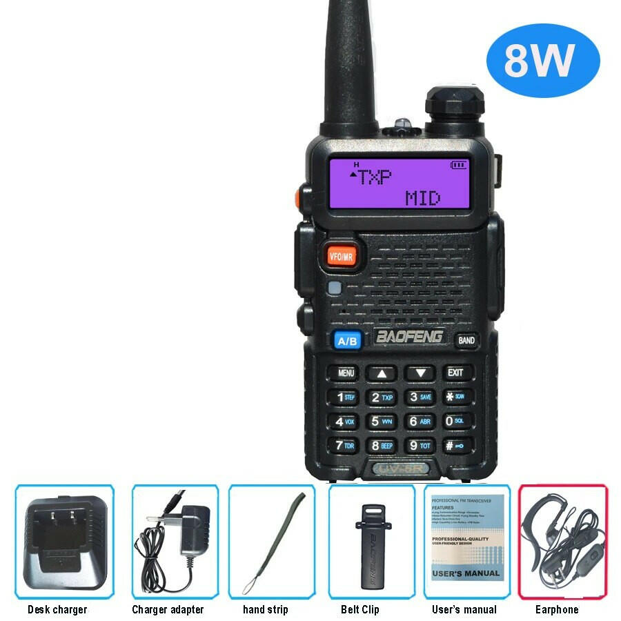 Baofeng UV-5R 8W True High Power 8 Watts Powerful Walkie Talkie Long R