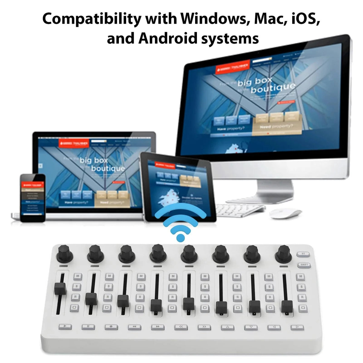 MIDI Controlle MIDI Mixing Console with 43 Buttons 8 Knobs 8 Push Butt