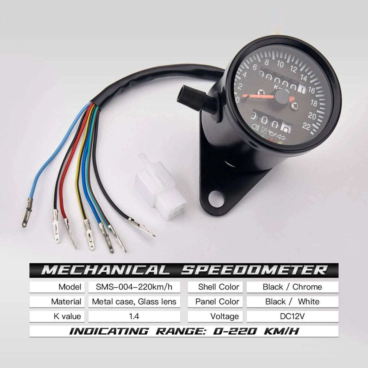 Cafe Racer Retro Custom Motorcycle Mechanical Speedometer with LED Bac