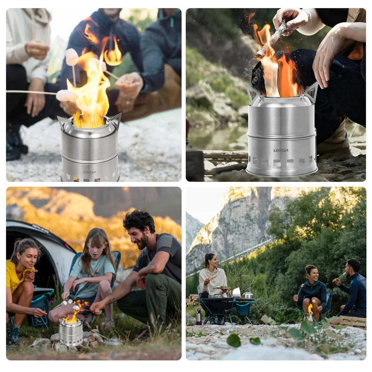 Lixada Brazier Portable Wood Stove Stainless Steel Lightweight Wood St