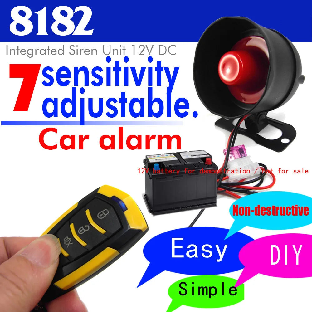 Universal Car Alarm 12V Automobile Protection System Device 7-Levels S
