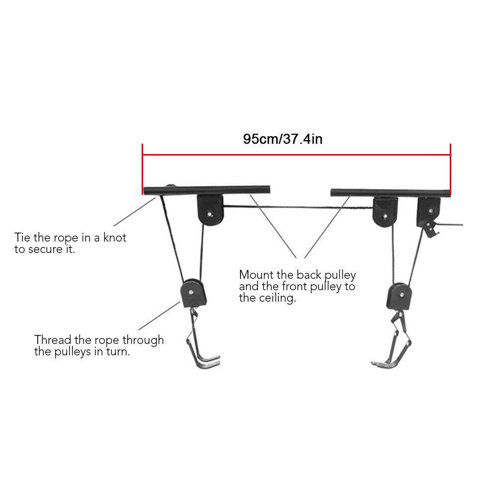 Bicycle Hoist Garage Storage Bike Lift Pulley System with 60kg Bearing ...
