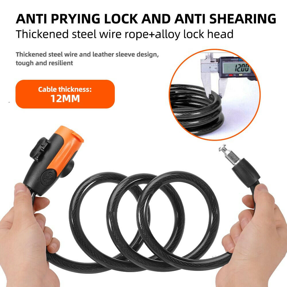 Universal Mountain Bike Cable Lock Key Fixed Secure Anti Theft with Mo