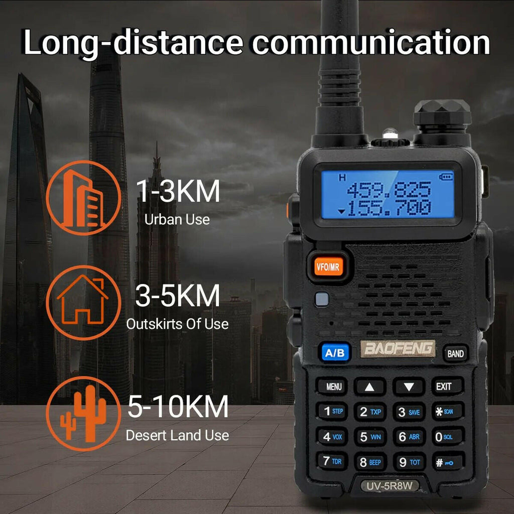 Baofeng UV-5R Long Range Ham Amateur With FM Radio 10KM Long Range Por