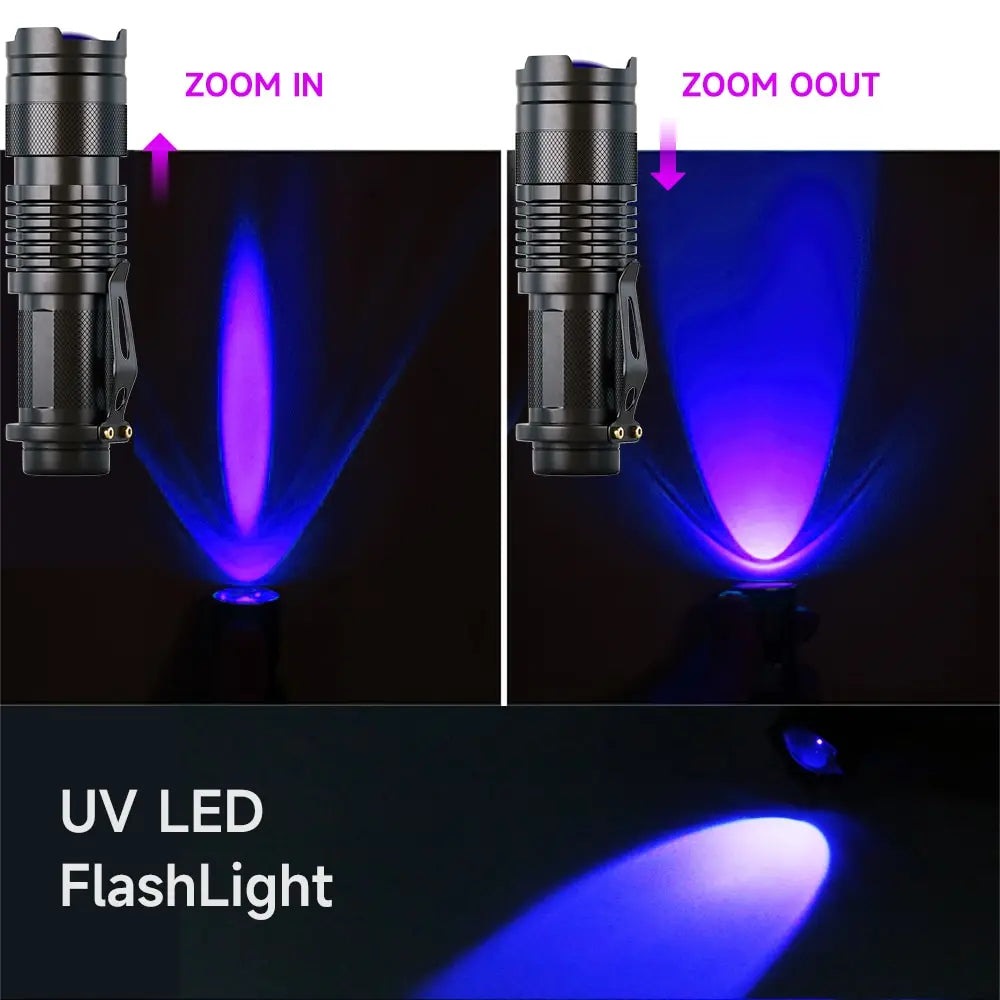 UV LED Flashlight Portable Blacklight 395nm Wavelength Violet Light Pet ...