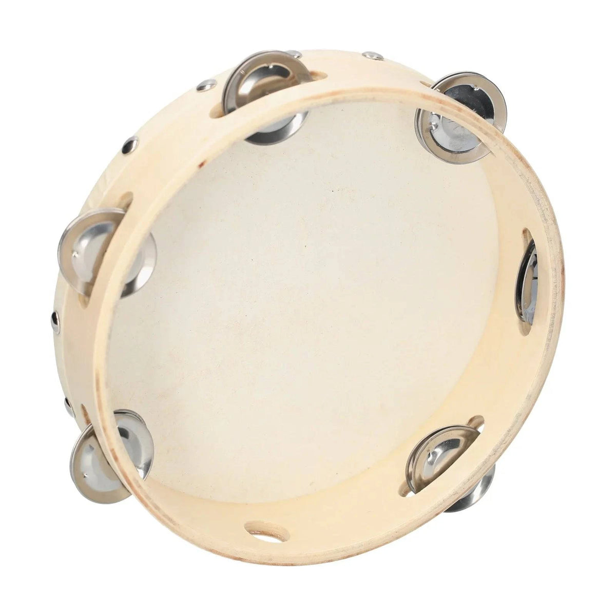 4 Inch Hand Tambourine with Metal Single Row Jingles Sheepskin Drum Sk