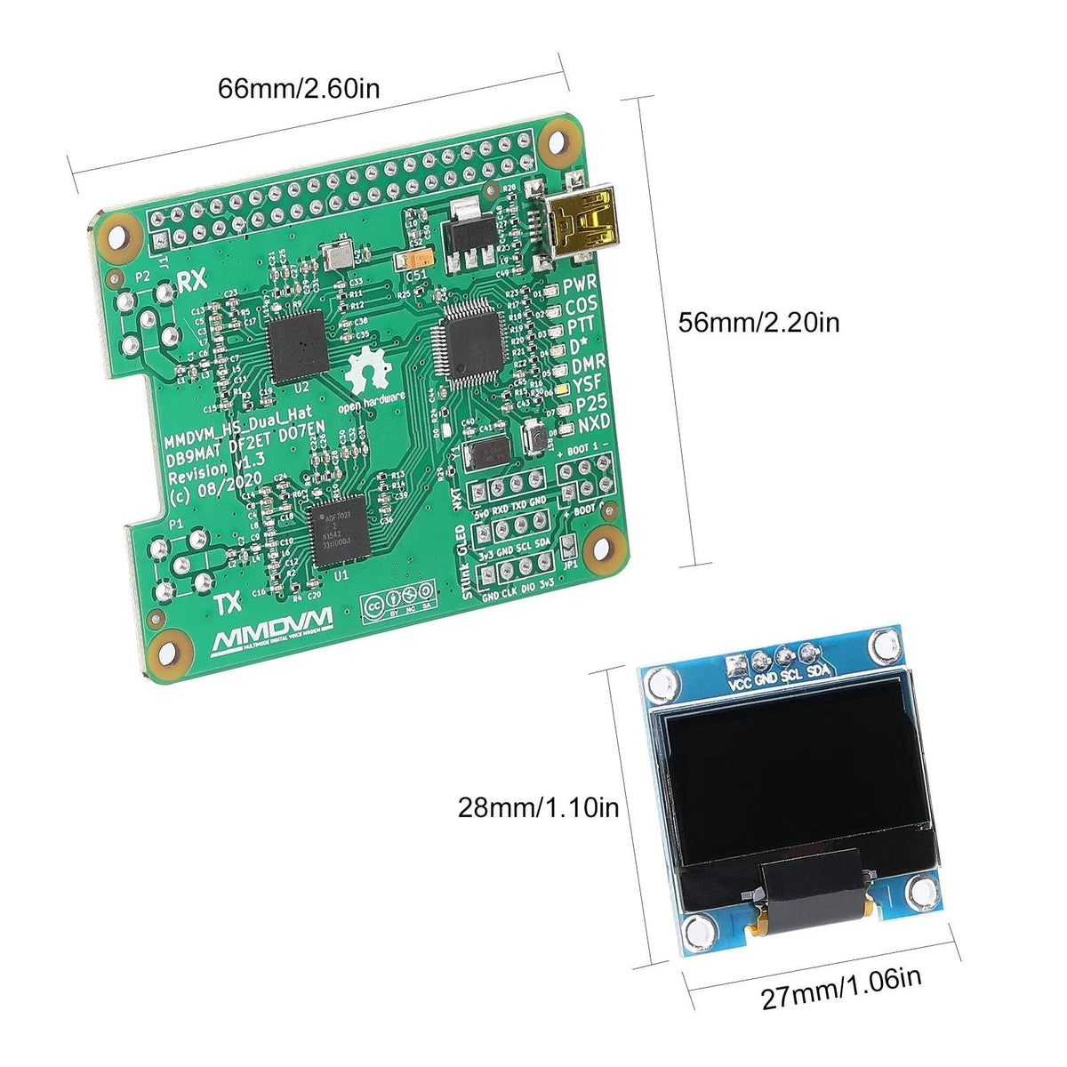 MMDVM Duplex Hotspot Board with OLED Display Support DMR P25 D Star Mi