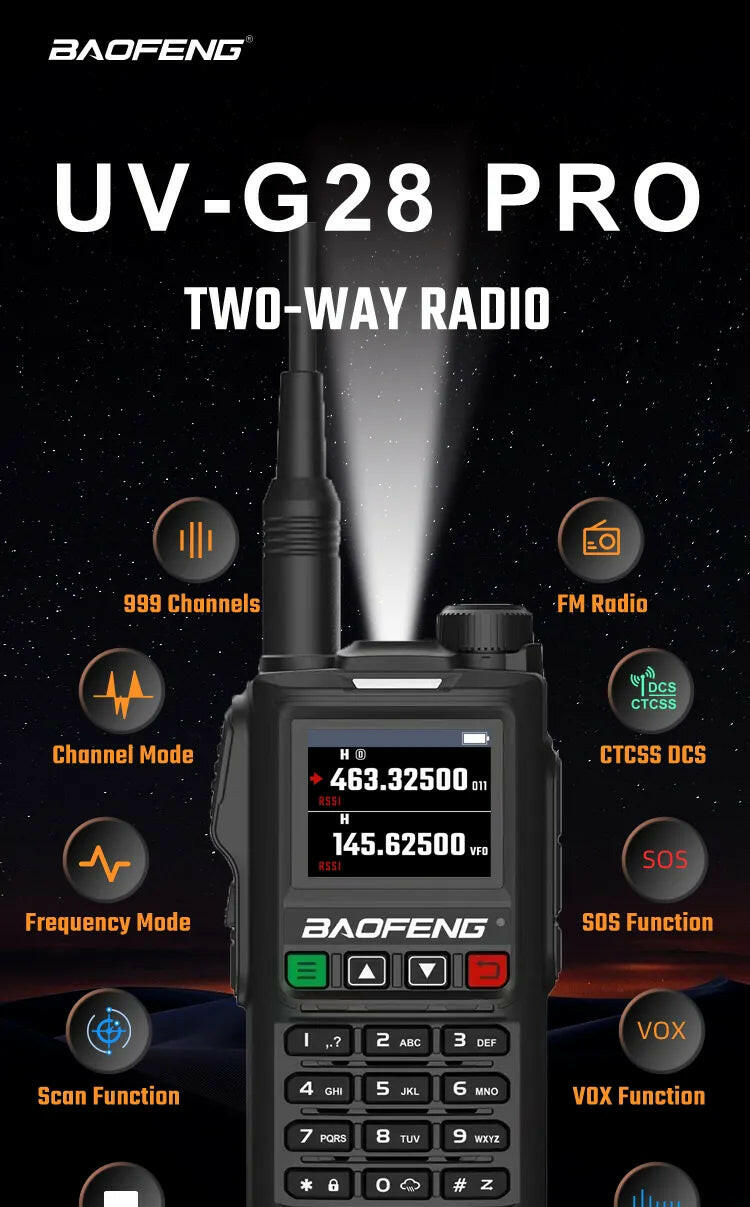 2023 Baofeng UV-G28 Pro 10W Walkie Talkie 999 Channel Powerful Station – WAYBIKER