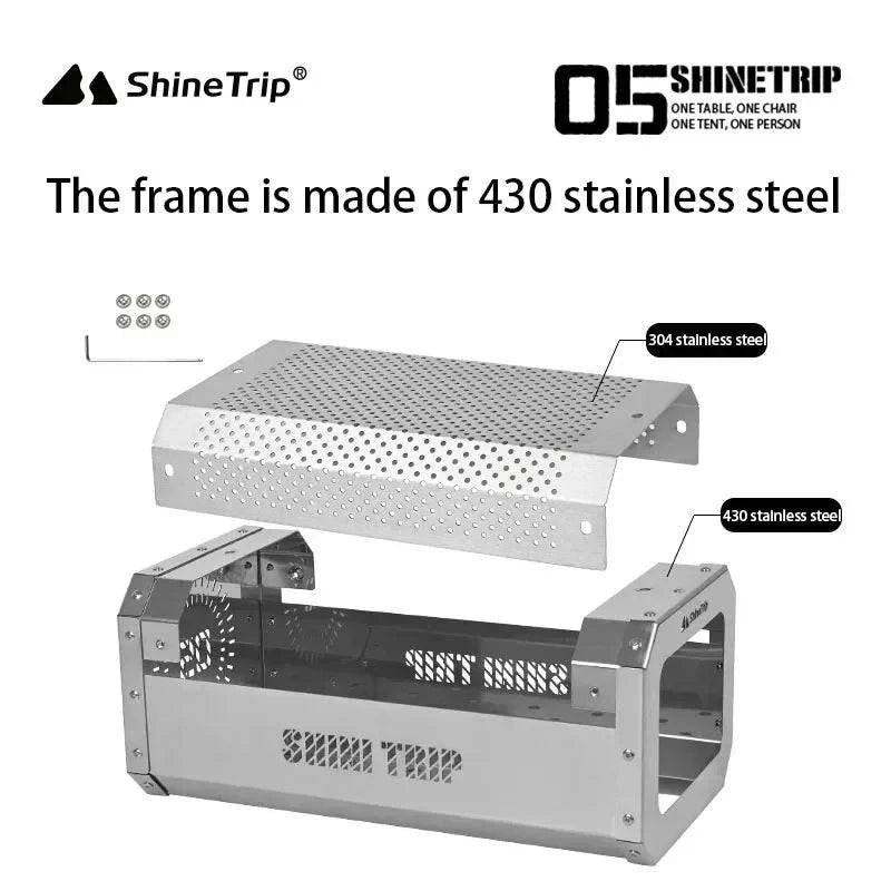 ShineTrip Camping Stove Outdoors Wood Burning Stove Stainless Steel He