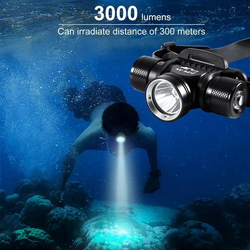 APLOS H900 LED Rechargeable Headlamp 3000LM IPX8 Waterproof Super ...