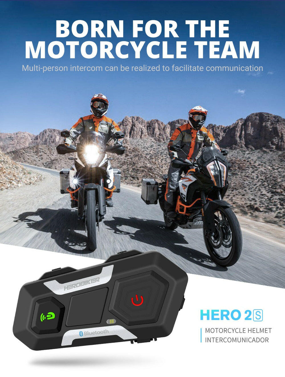 HEROBIKER Motorcycle Intercom Waterproof 1200M Bluetooth Intercom Helm