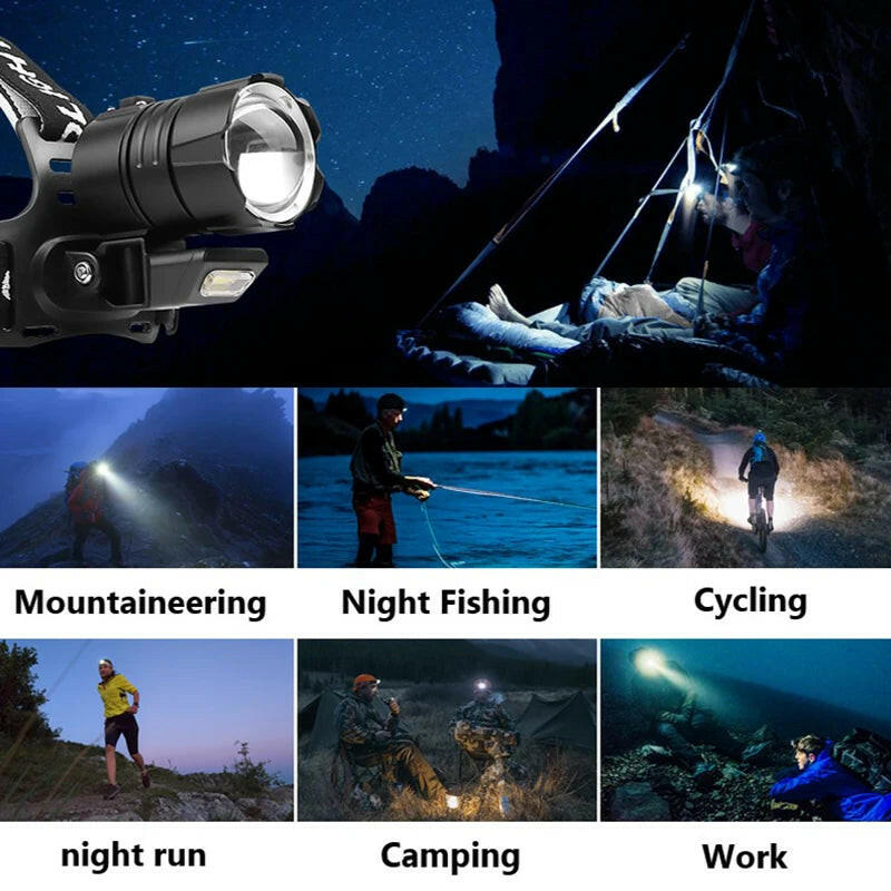 XHP360 High Power LED Headlamp USB Rechargeable Head lantern Super ...