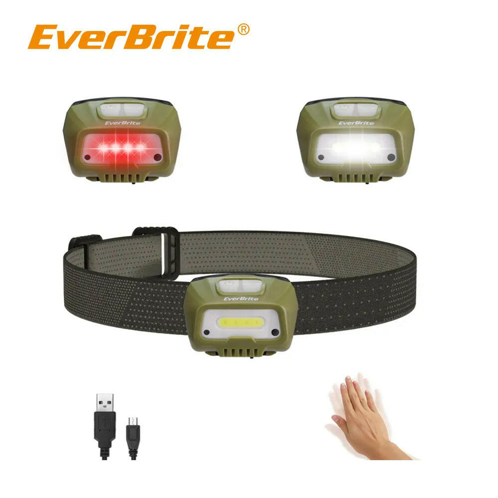 EverBrite Rechargeable Headlamp 300 Lumen LED Motion Sensor Head Lamp ...