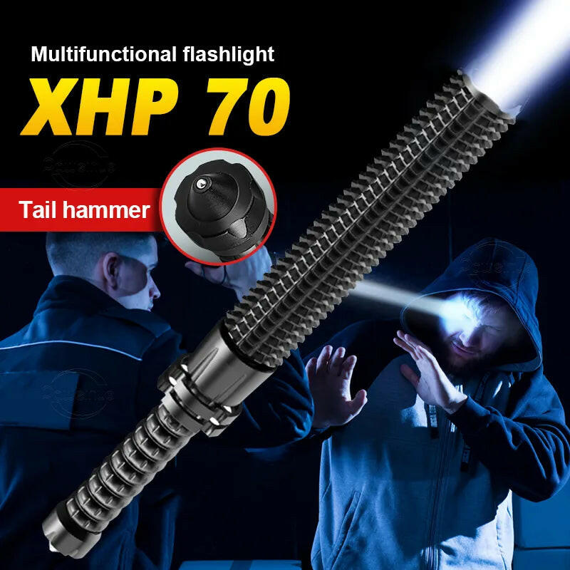 XHP70 Telescopic Flashlight Self Defense Powerful LED Tactical Baseball ...