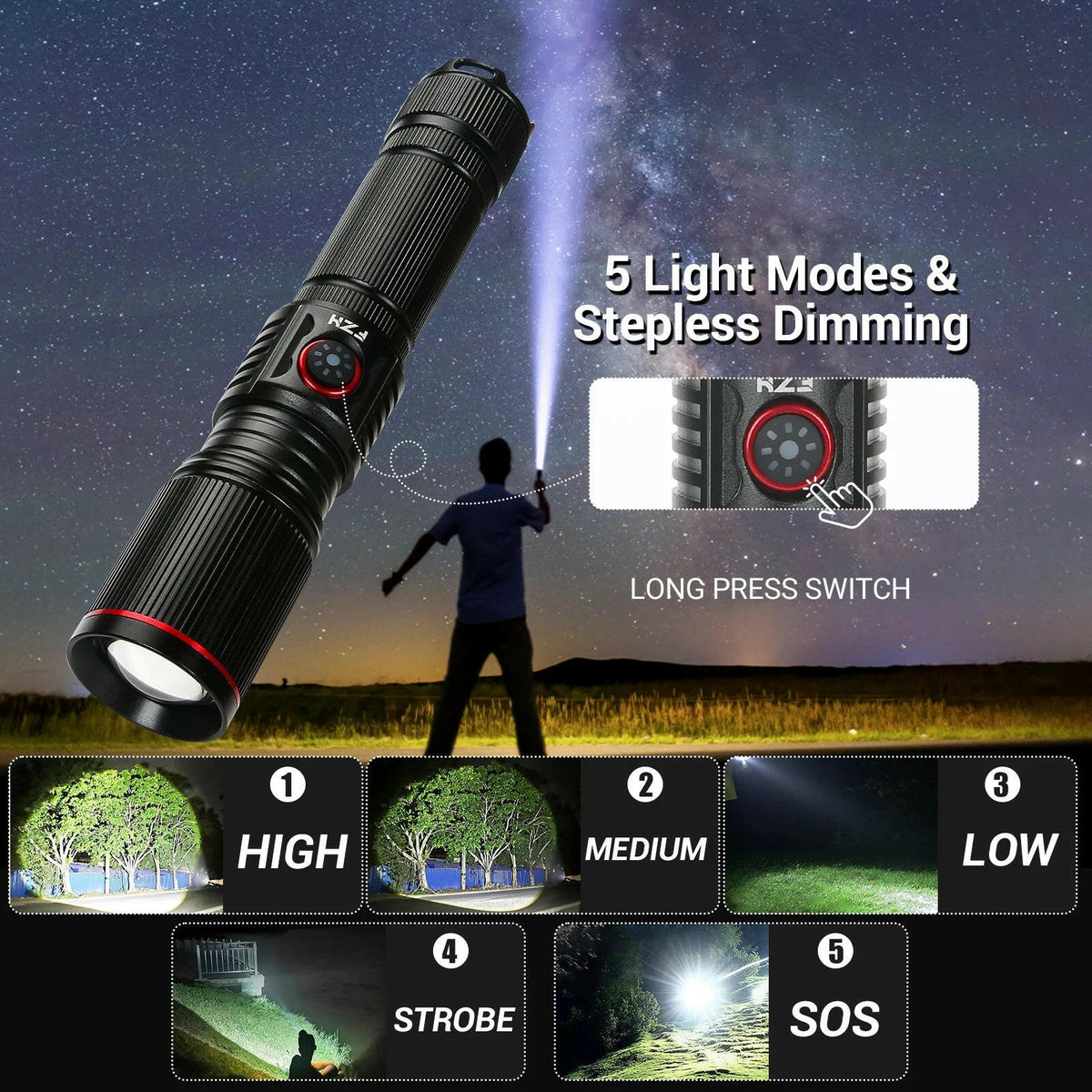 Aluminum Alloy White Laser Powerful LEP Flashlight 18650 or 21700 ...