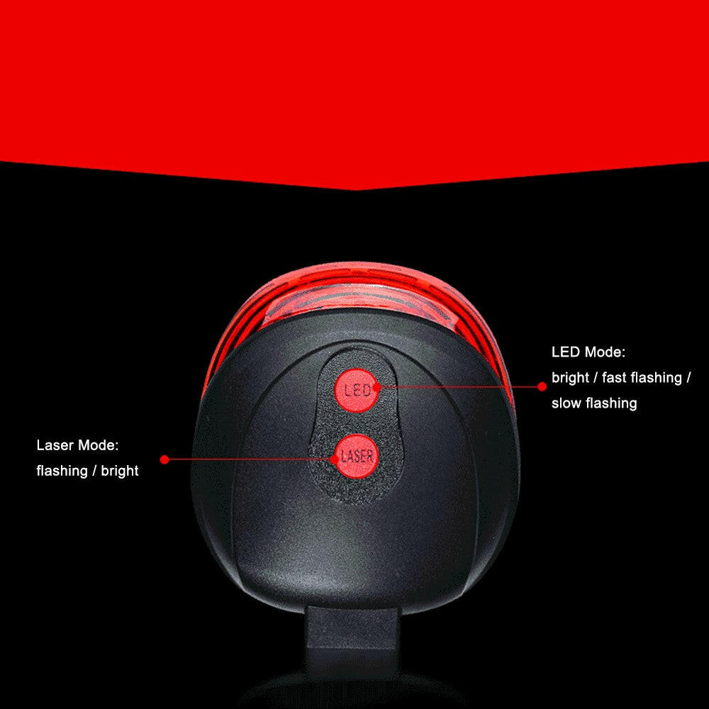 Waterproof 5 LED 2 Laser Bicycle Rear Tail Light Lamp Taillights For C