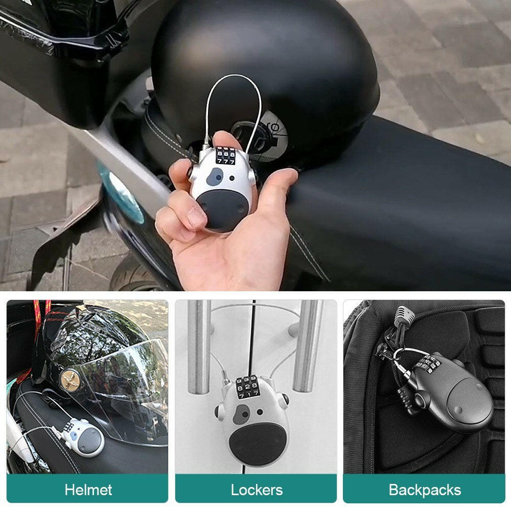 Motorcycle Helmet Lock Password Lock Telescopic Wire Rope Anti-theft L